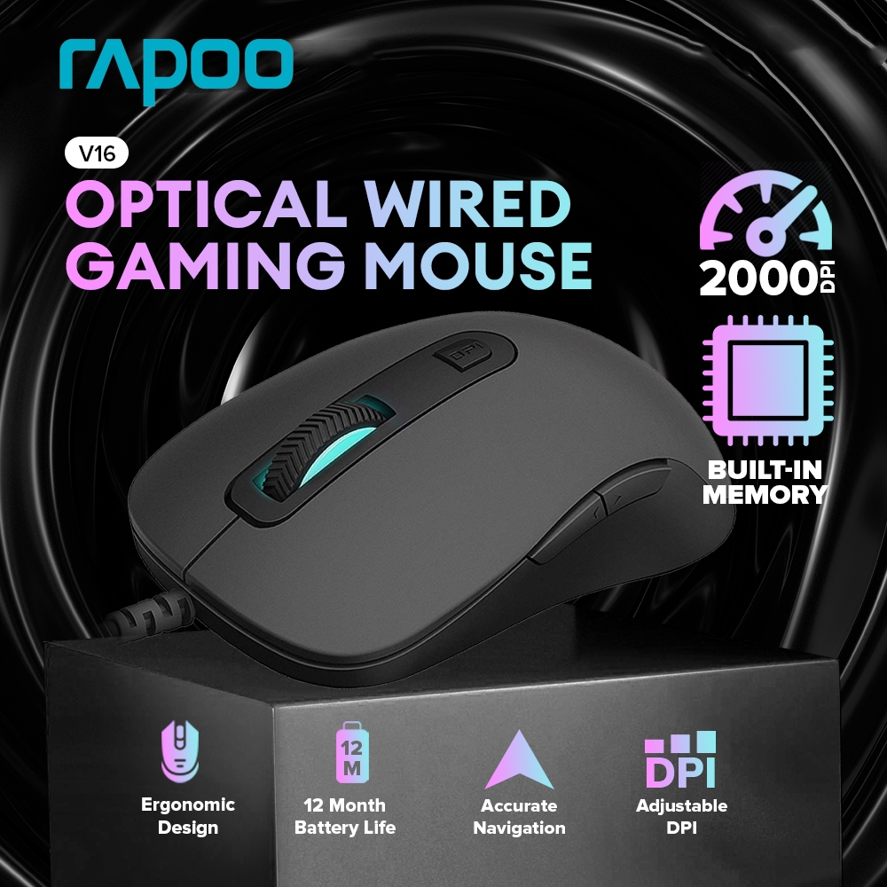 Rapoo V16RGB Optical Gaming Wired Mouse With 12800DPI Designed for ...