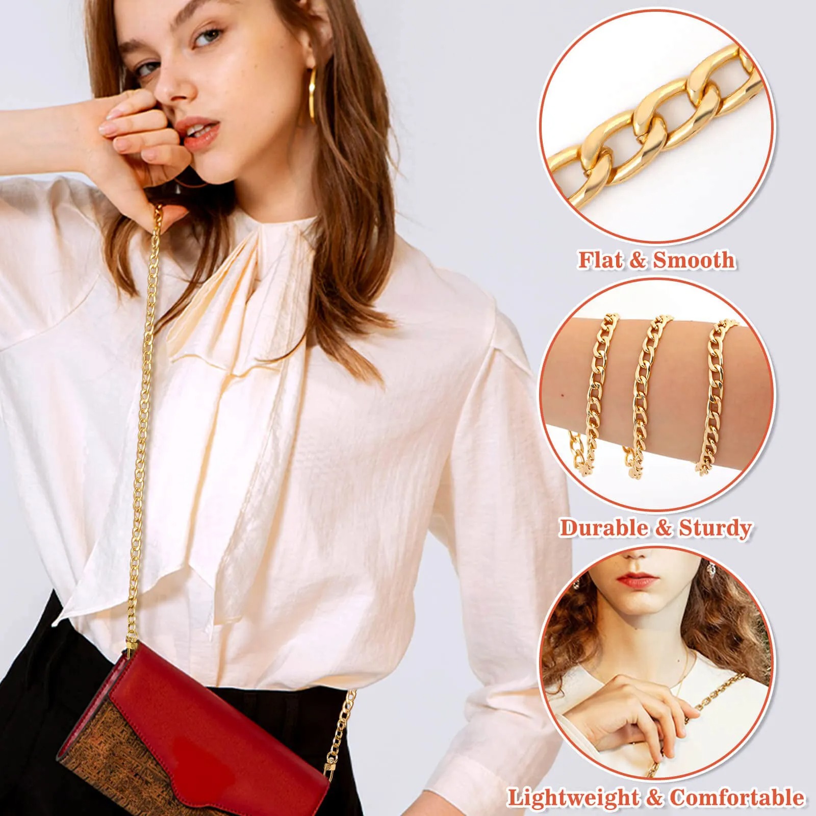 120CM Lengthened Metal Bag Chain DIY Woven Bag Chain Women Purse Chain ...