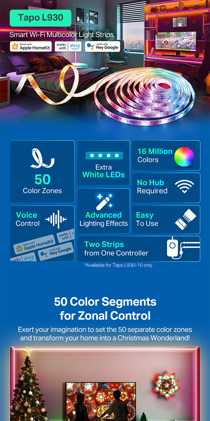 TP-Link | Tapo | L930 | Smart | Wi-Fi | LED | RGB | Voice Command ...