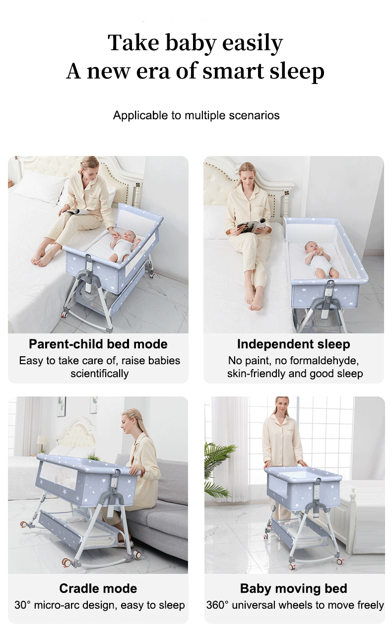 Newborn Baby Crib 0-3 years Multifunctional Baby Rocking Bed Bassinet ...
