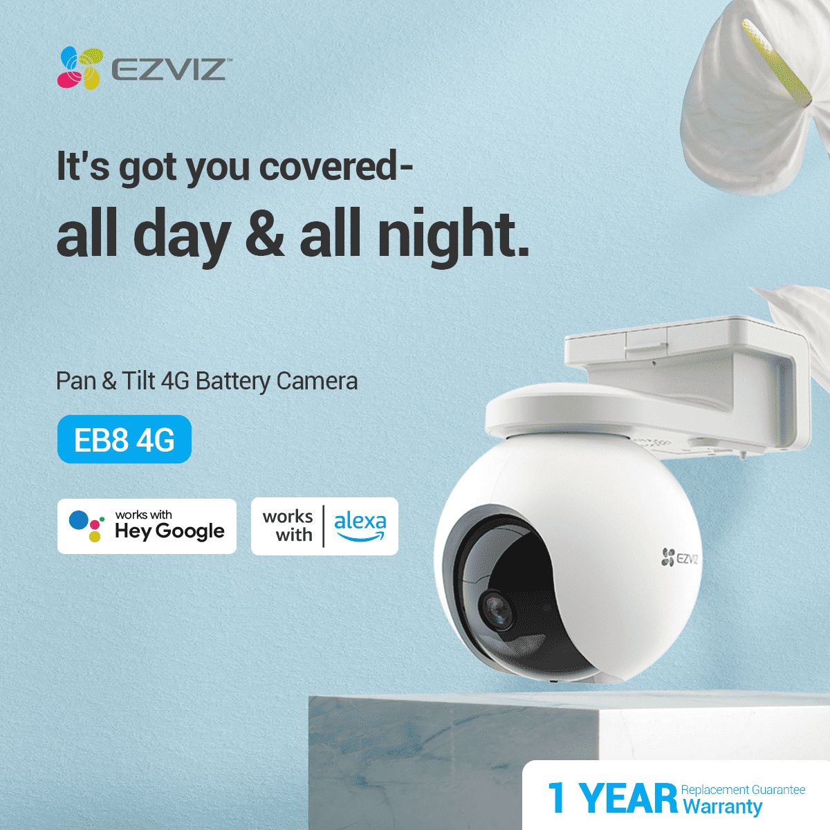 EZVIZ EB8 4G 2K/3MP Outdoor Waterproof Pan & Tilt 4G Battery Camera 4G ...