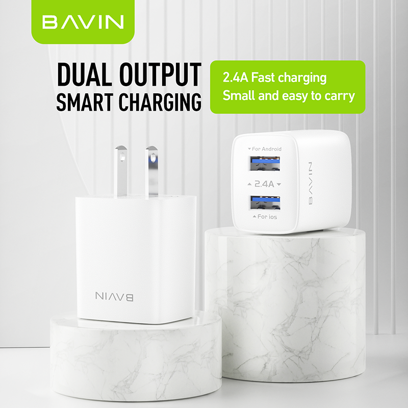 BAVIN PC910 / PC895 2.4A Quick Charging USB Port Wall Charger w/ 1 Meter Cable For Micro Type-C ...