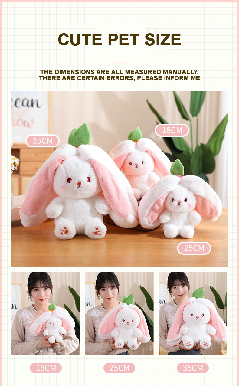 25/45CM 2in1 strawberry rabbit Plush toy Strawberry Bunny plushie Long ...