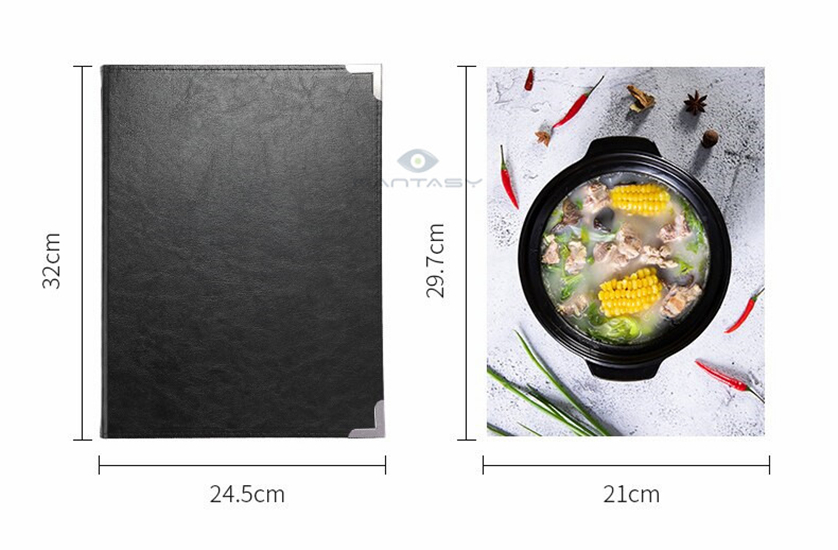BLACK Leather Cover High-end Menu book Menu stand Menu holder Menu ...
