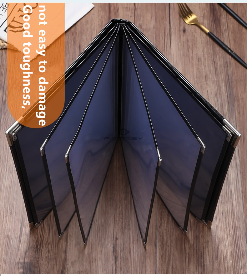 BLACK Leather Cover High-end Menu book Menu stand Menu holder Menu ...