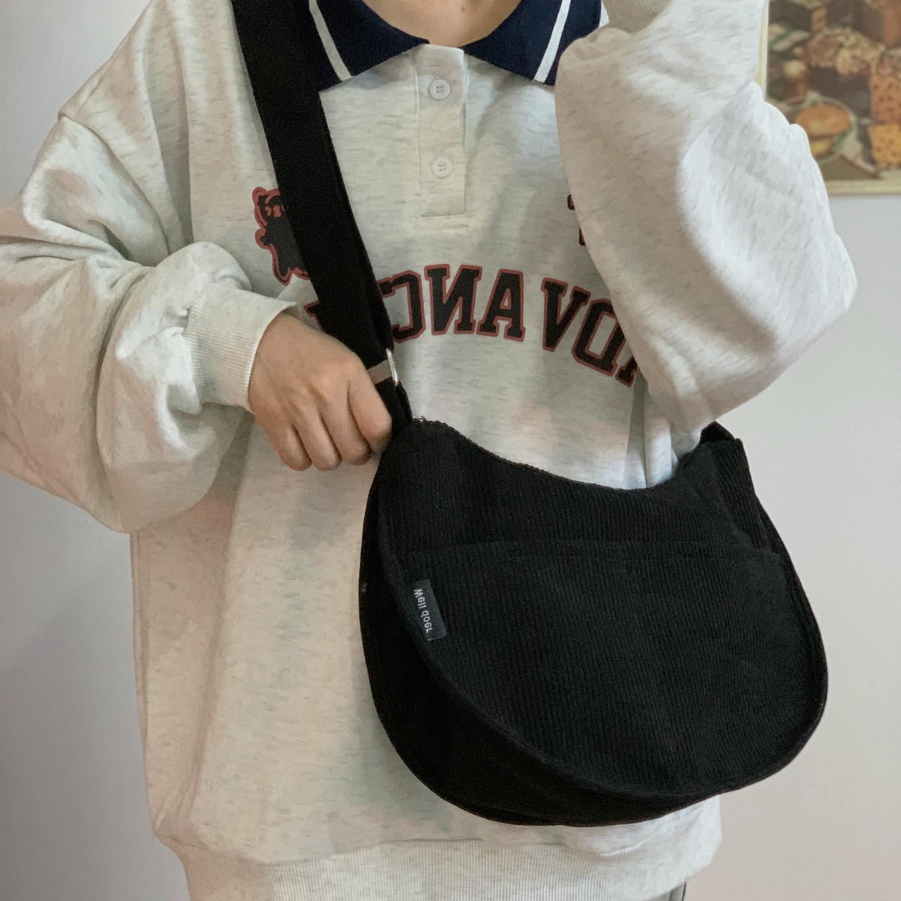 Mumu 5088 Japanese Corduroy Dumpling Sling Bag School College Shoulder ...