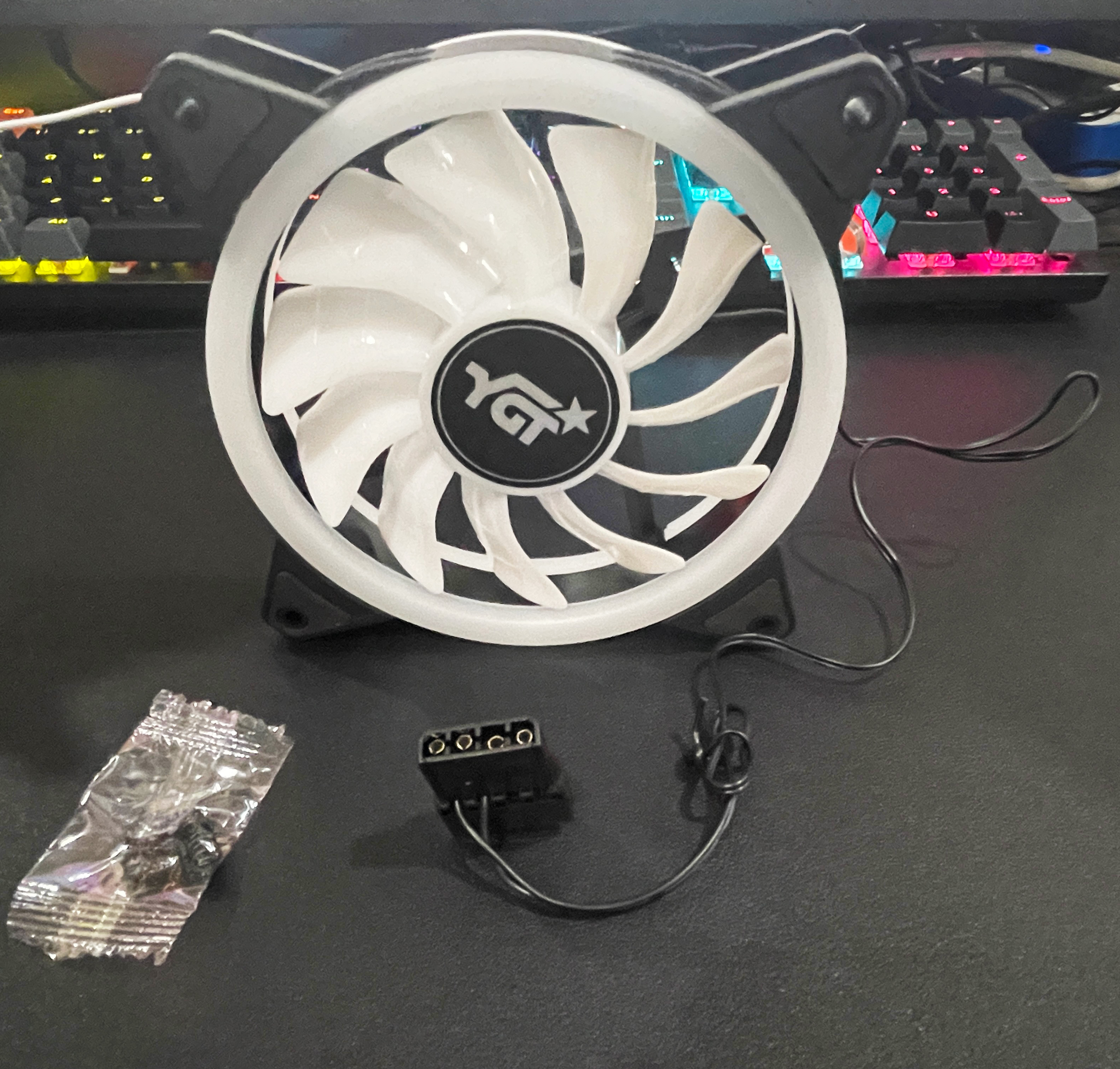 YGT 1260 RGB Fan Double Ring LED Rainbow 120mm computer Case Chassis ...