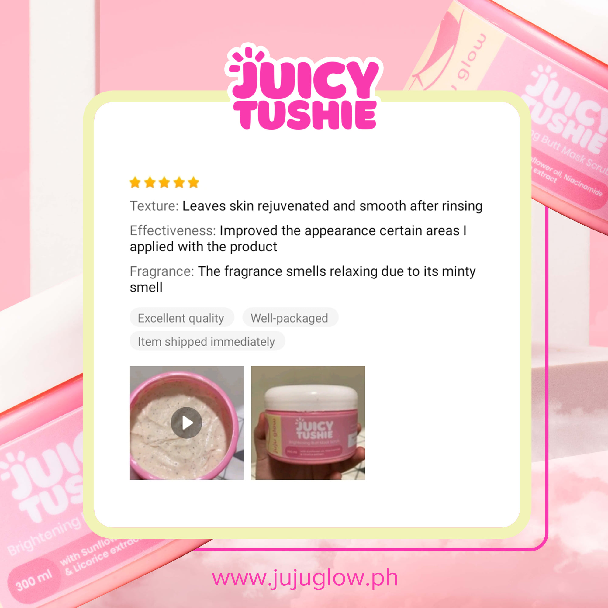 COMBO MINI Juicy Tushie Butt Scrub and Intimate Care Brightening Serum ...