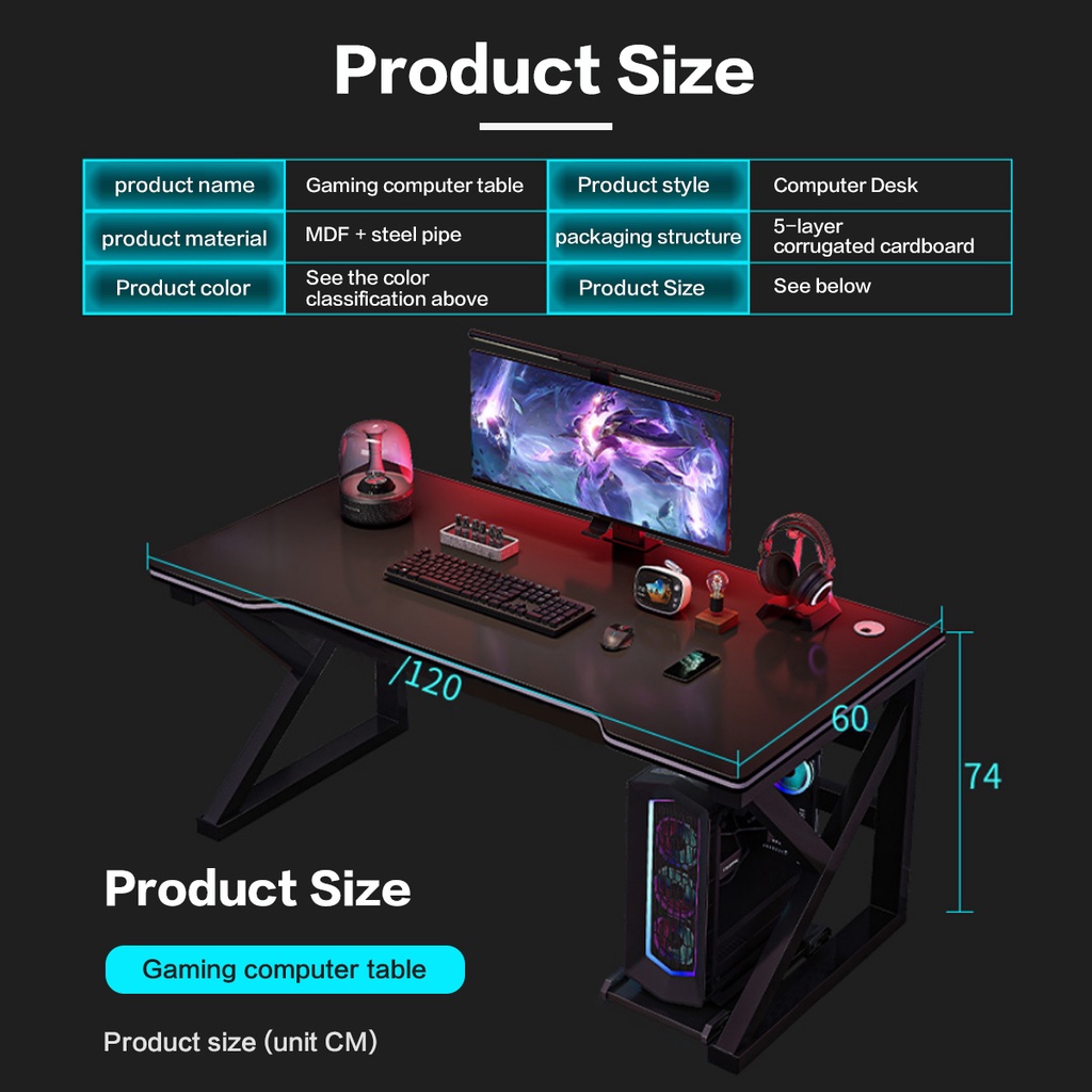 Gaming PC Table Computer desk Office Table Gaming Modern Desk Study ...