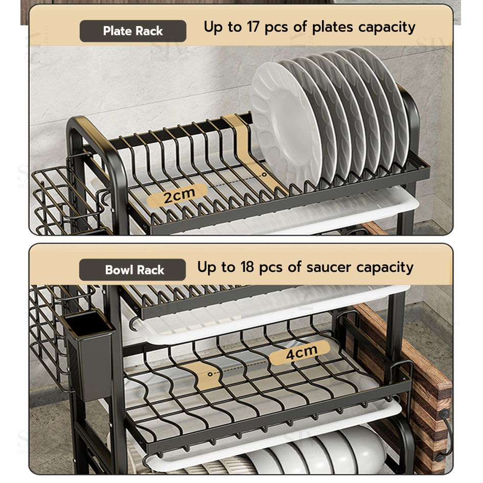 Siv 2/3 Tier Countertop Dish Rack Drainer Kitchen Drying Organizer ...