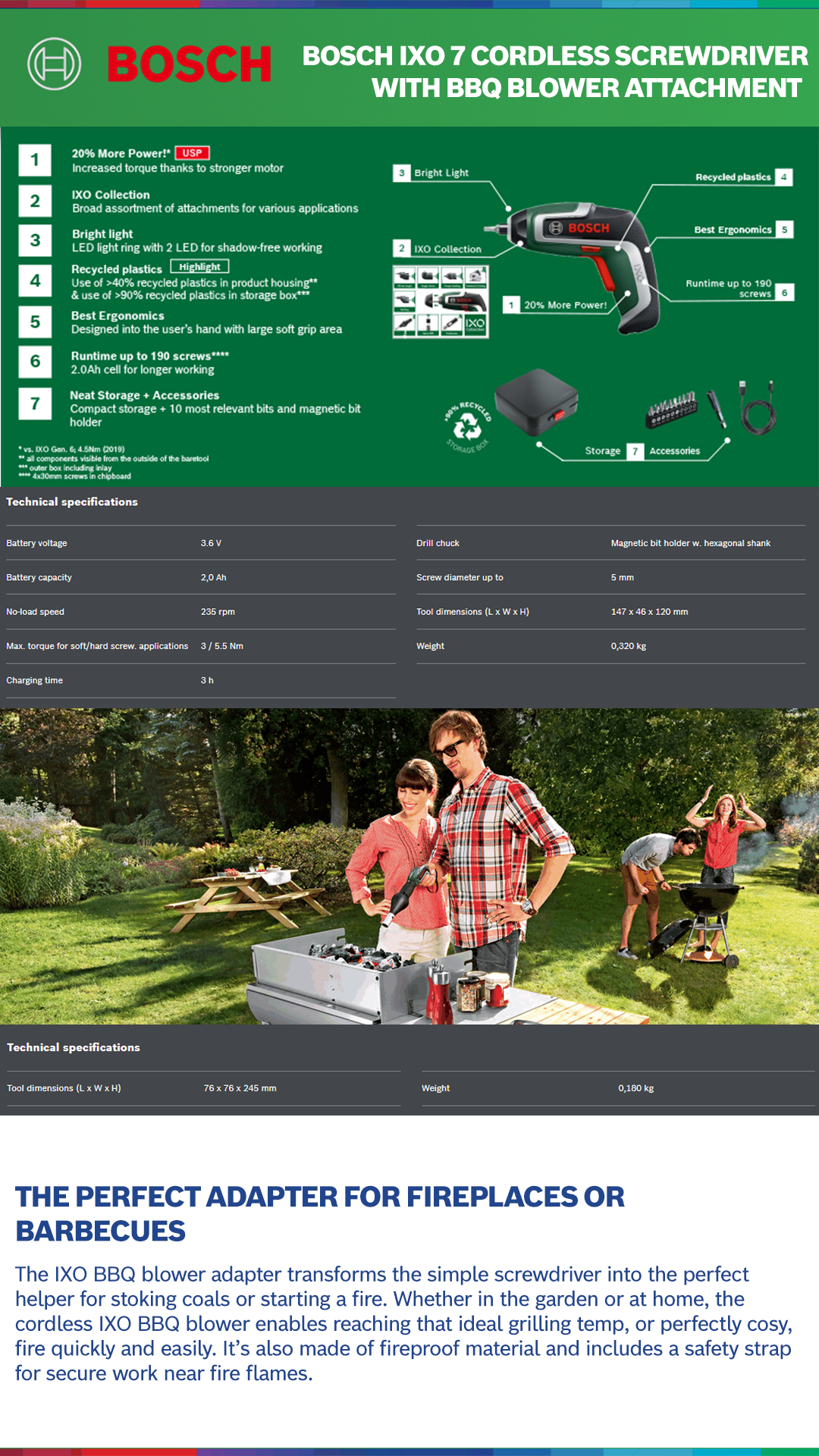 Bosch BBQ Blower attachment for Bosch IXO 7 Cordless Screwdriver ...