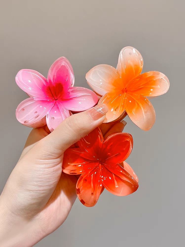 New flower grab clip retro hairpin frangipani ladies side grab half ...