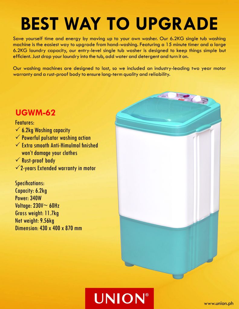 Union UGWM-62 Labamatic Single Tub Washing Machine 6.2 Kg Capacity ...