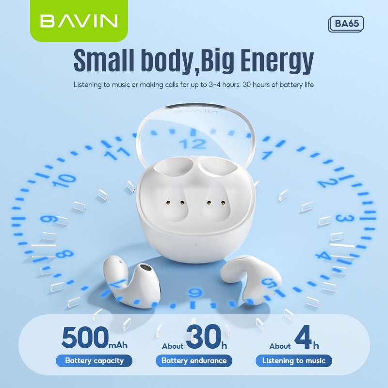 BAVIN BA65 Wireless Bluetooth Earphone Hi-Fi Audio Sounds Built-In ...