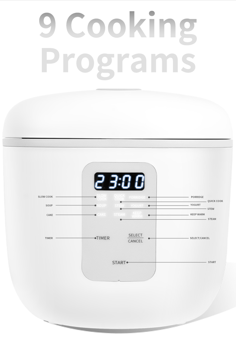 INSSA x Simplus Rice Cooker 2L Capacity Non Stick With 9 Cooking ...