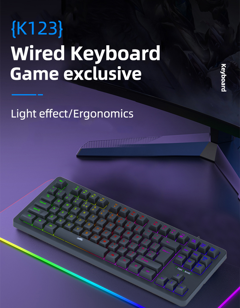 Zeus K-123 Rainbow LED 87 Keys Gaming Keyboard Multi-Media Online ...