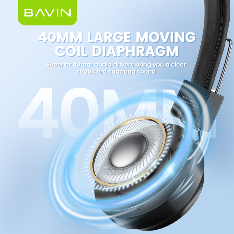 BAVIN BH38 High Bass Bluetooth Wireless Headphone Built-In Microphone ...