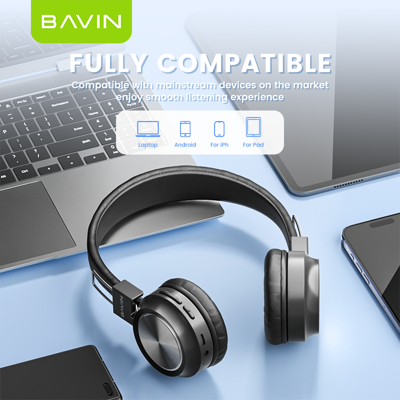 BAVIN BH38 High Bass Bluetooth Wireless Headphone Built-In Microphone ...