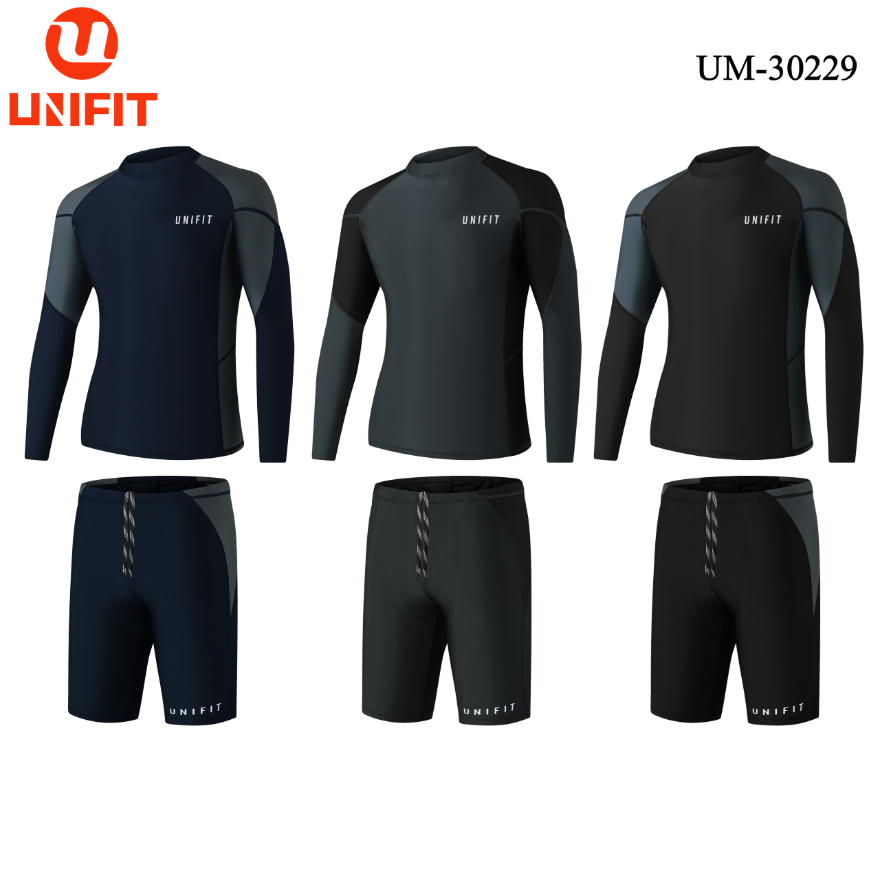UNIFIT Men's Rash Guard Swimsuit Swimwear Dri-Fit Rush Guard Terno ...