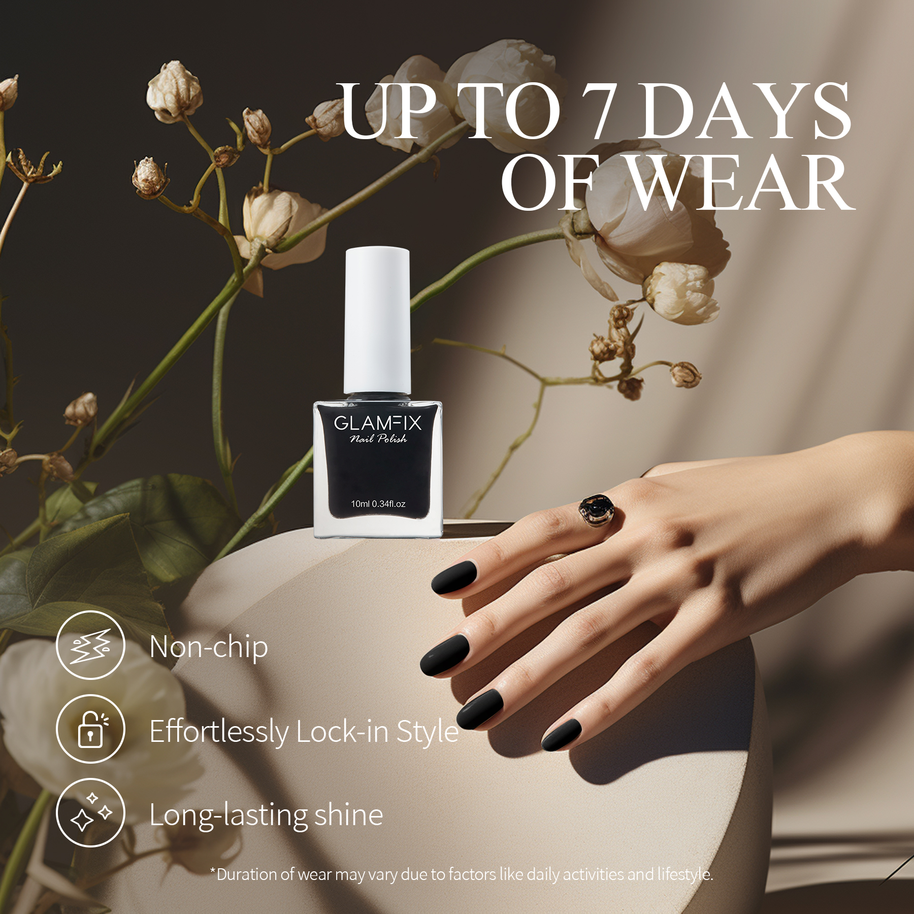 GLAMFIX Nail Polish Scarlet- Nail Polish Natural Shine Dark Red ...