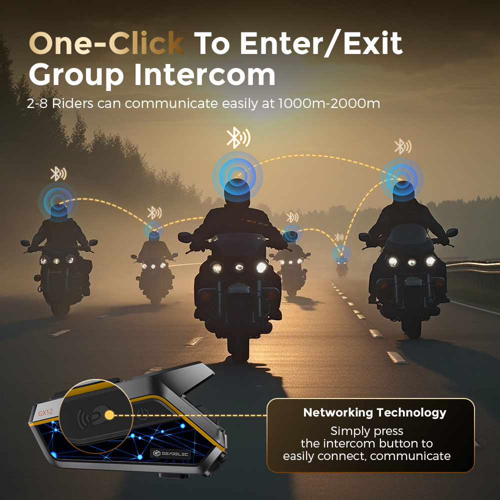 GEARELEC GX12 Motorcycle Helmet Intercom Headset For Music Sharing ...