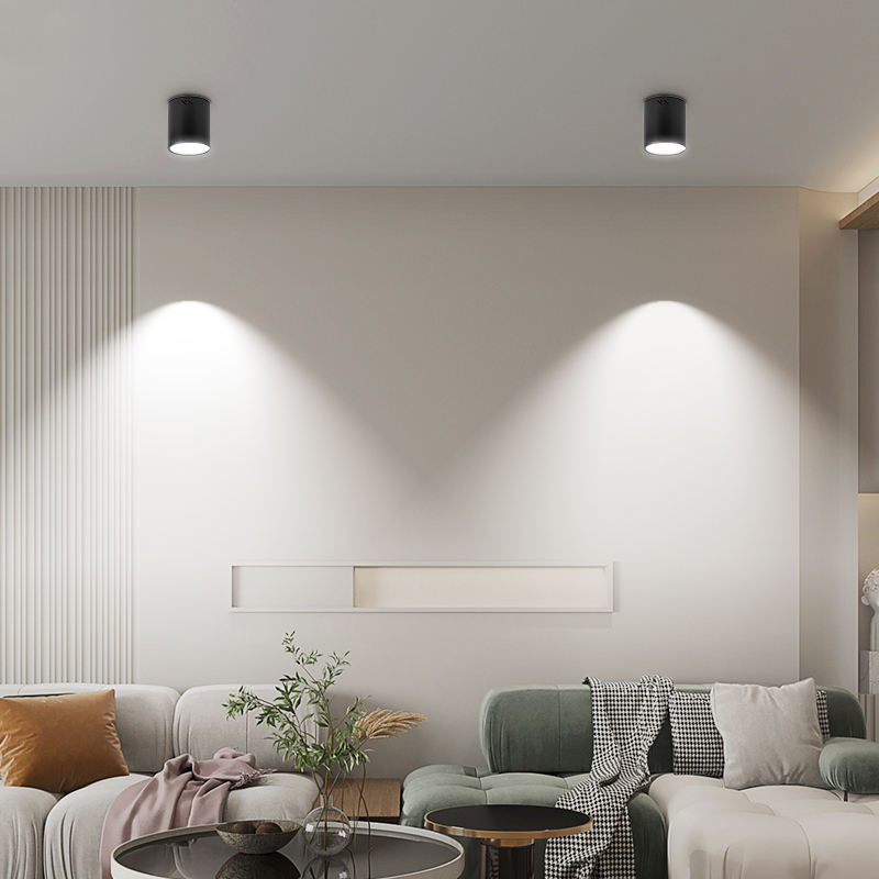 Embedded circular surface-mounted downlight E27 black/white housing ...