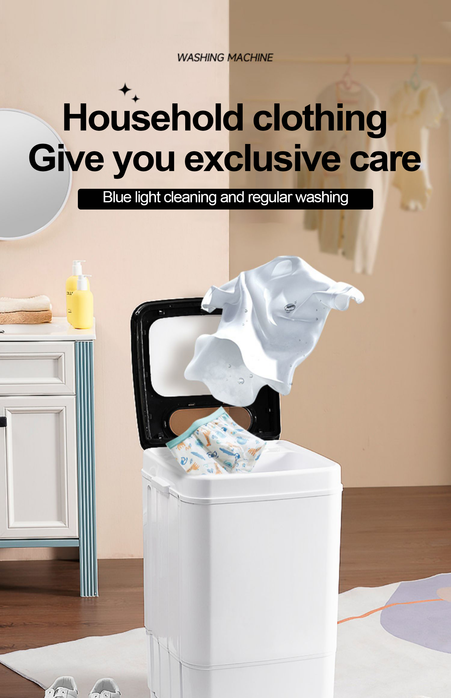 9KG Automatic Washing Machine Baby Special Mini Dehydration Free Drying ...