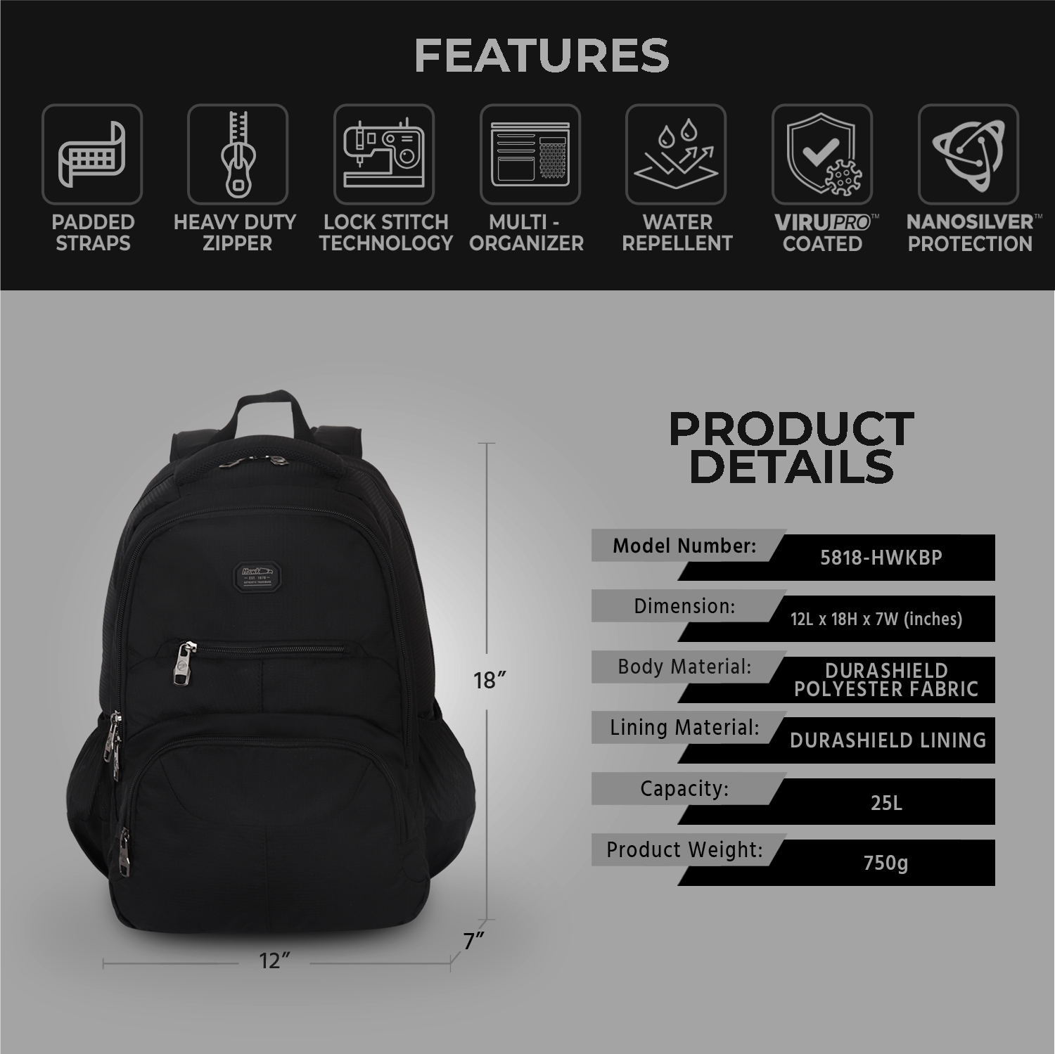 Hawk 5818 Corporate Backpack | Shopee Philippines