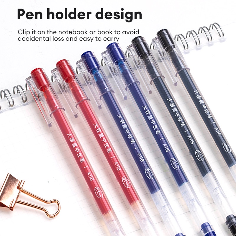Deli Gel Pen 0.5mm (Black/Blue /Red) Writing Pen Stationery School ...