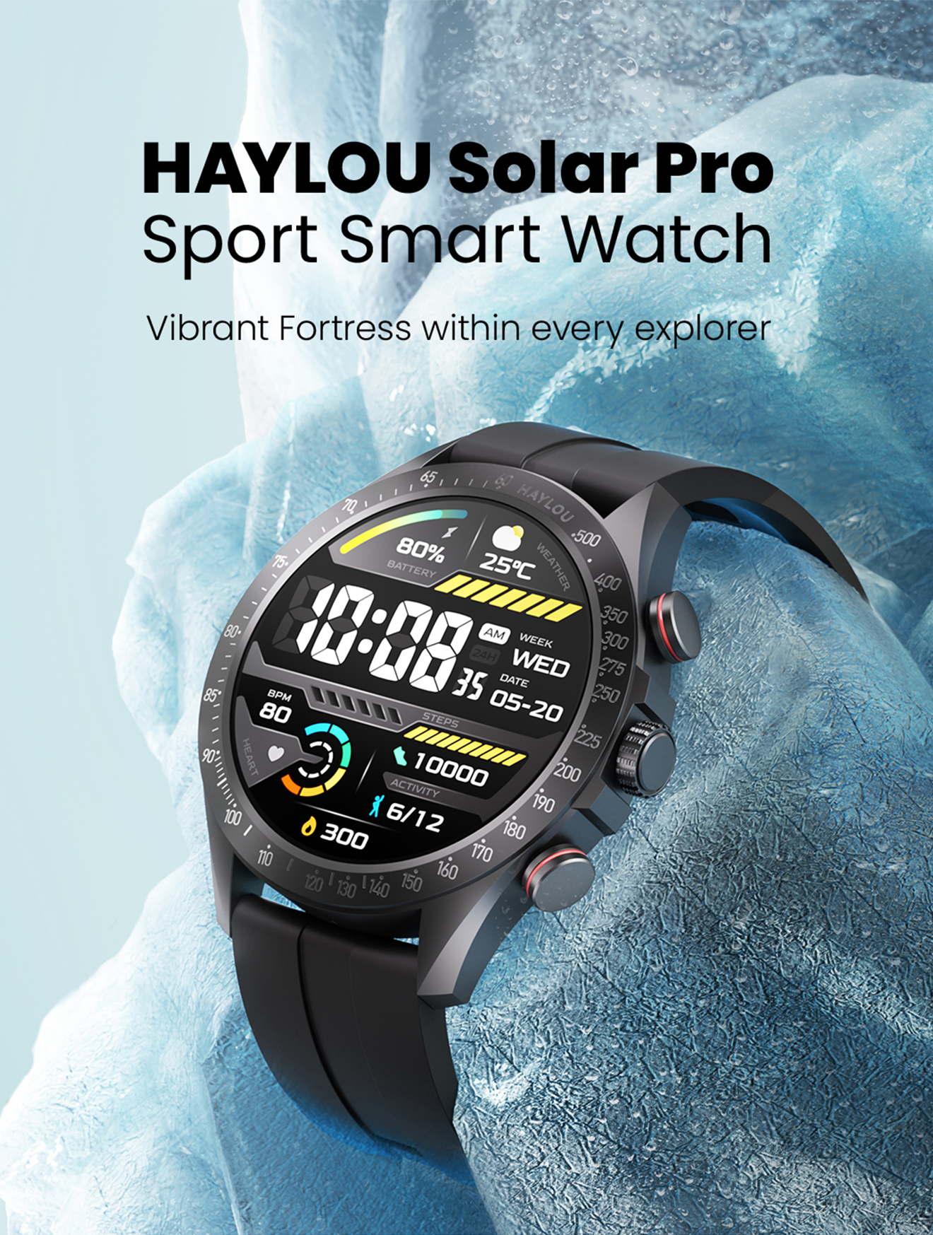 Haylou Solar Pro LS18 Smartwatch Fitness Tracker Bluetooth 5.3 SOS + AI ...