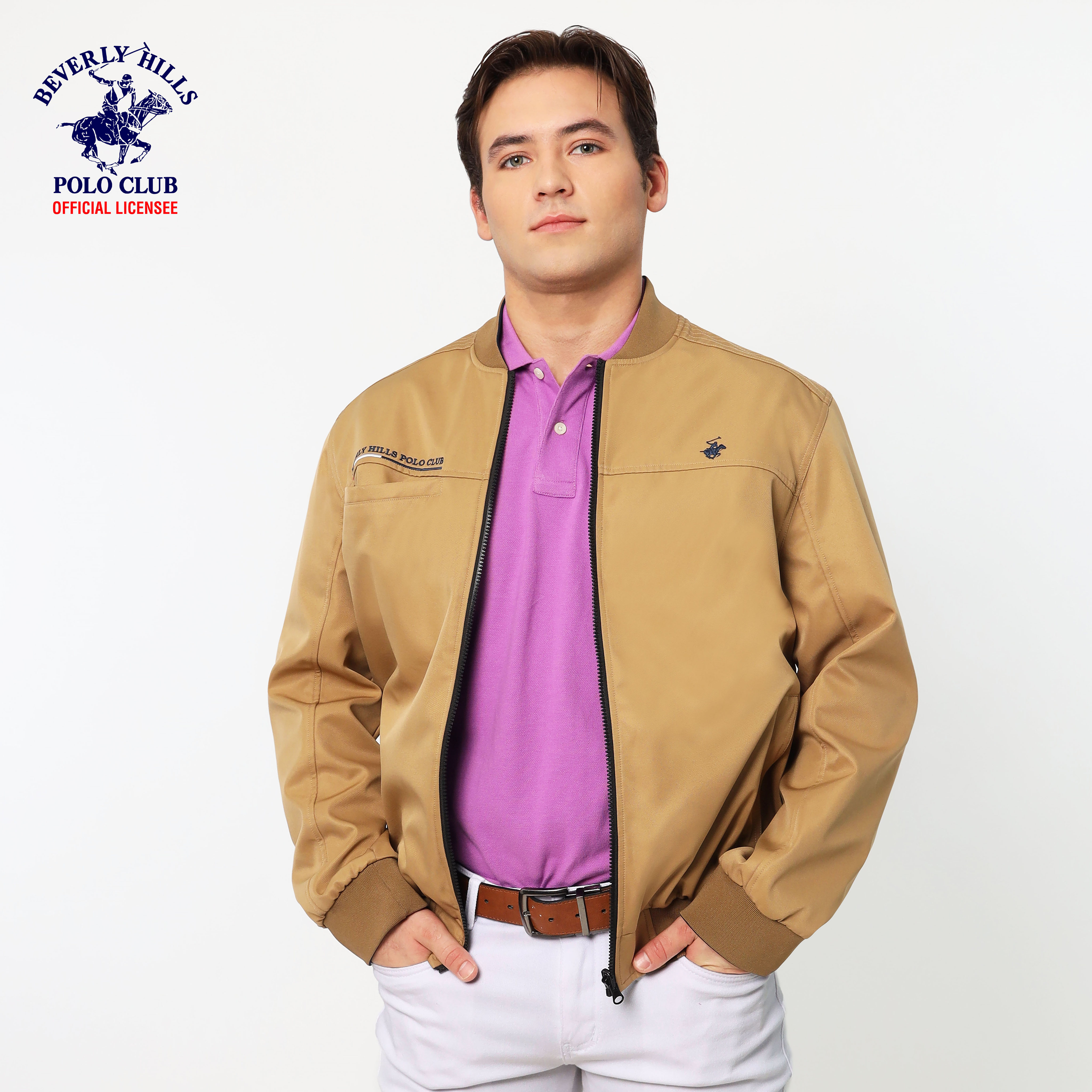 Beverly Hills Polo Club Men’s Reversible Cotton Twill Bomber Jacket in ...