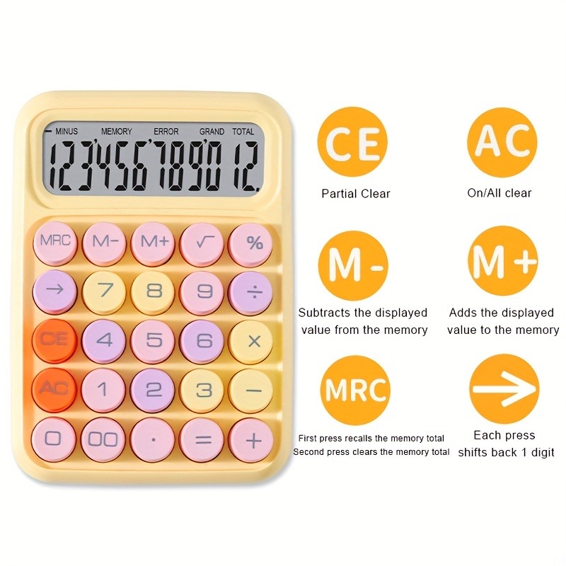 DEXIN DX-819 Dopamine Color Calculator 12 Digits Large Display ...