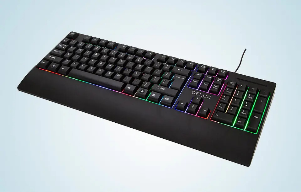 Delux K9852U 104 Key USB Wired Membrane Keyboard with RGB Backlighting ...