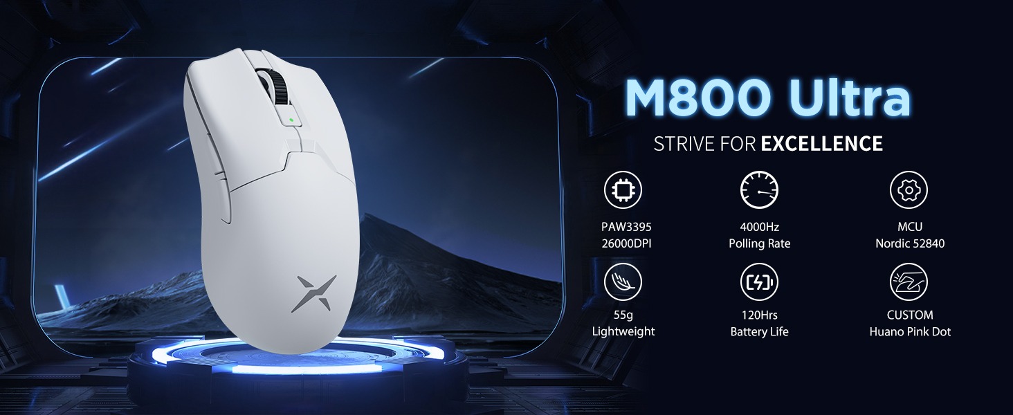 Delux M800 Ultra 2.4GHz Wireless / Wired USB Optical Gaming Mouse with ...