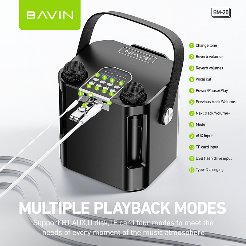 BAVIN BM20 Professional Karaoke Bluetooth Portable Speaker Dual ...