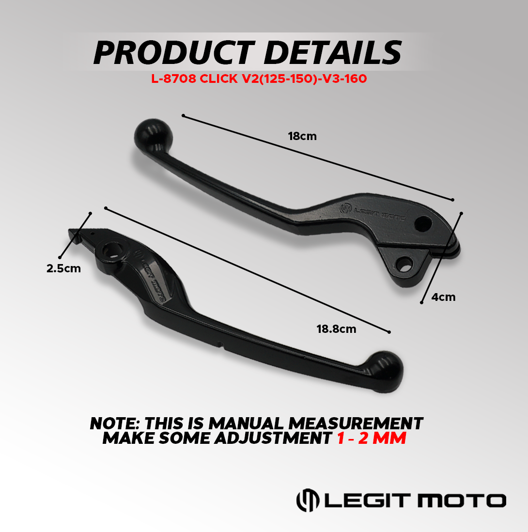 LEGITMOTO ALLOY HANDLE BRAKE LEVER SET W/ EMBOSSED LOGO FOR HONDA CLICK ...
