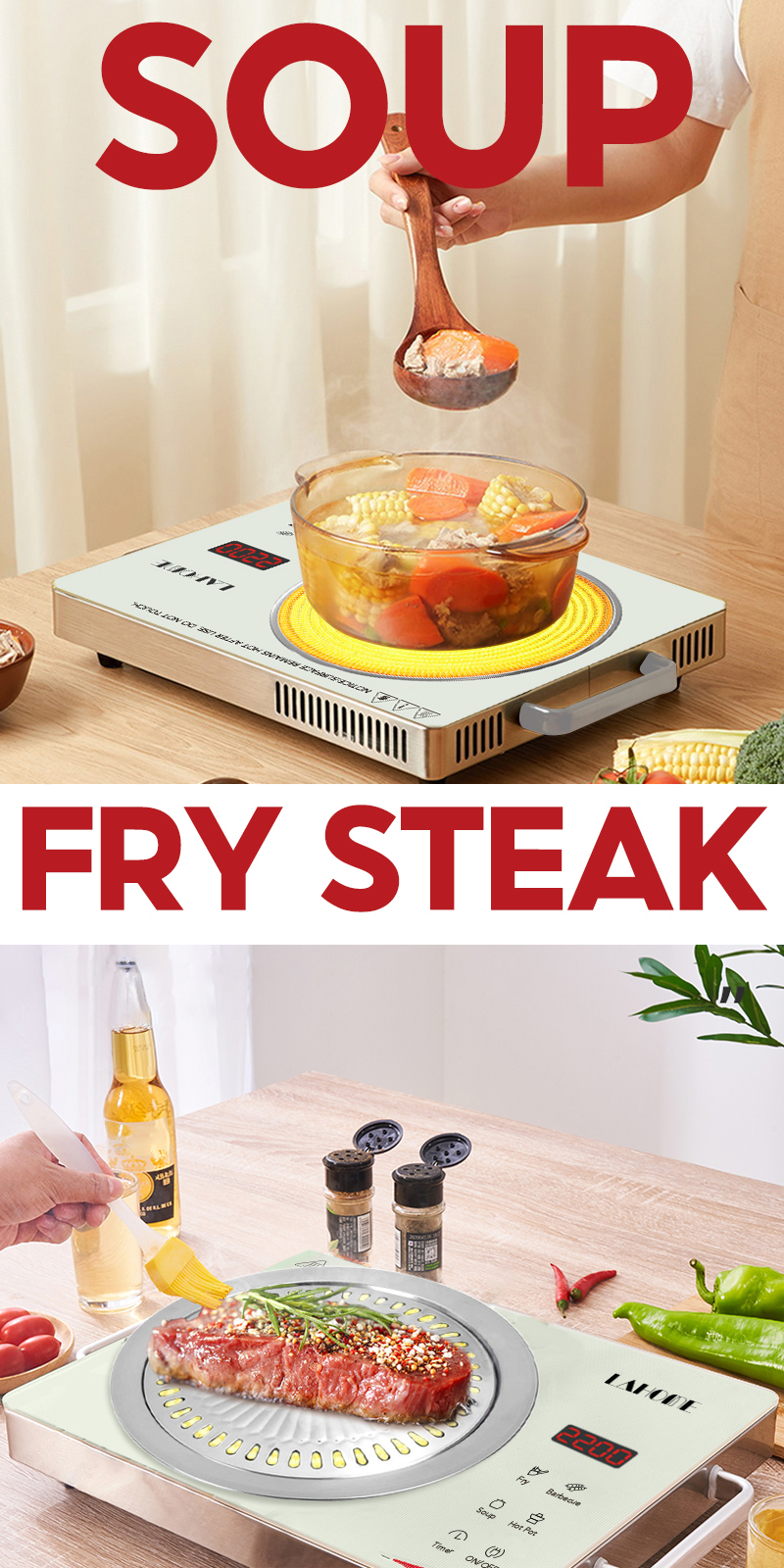 LAHOME Smart Electric Stove Infrared Ceramic Cooktop Induction Cooker ...