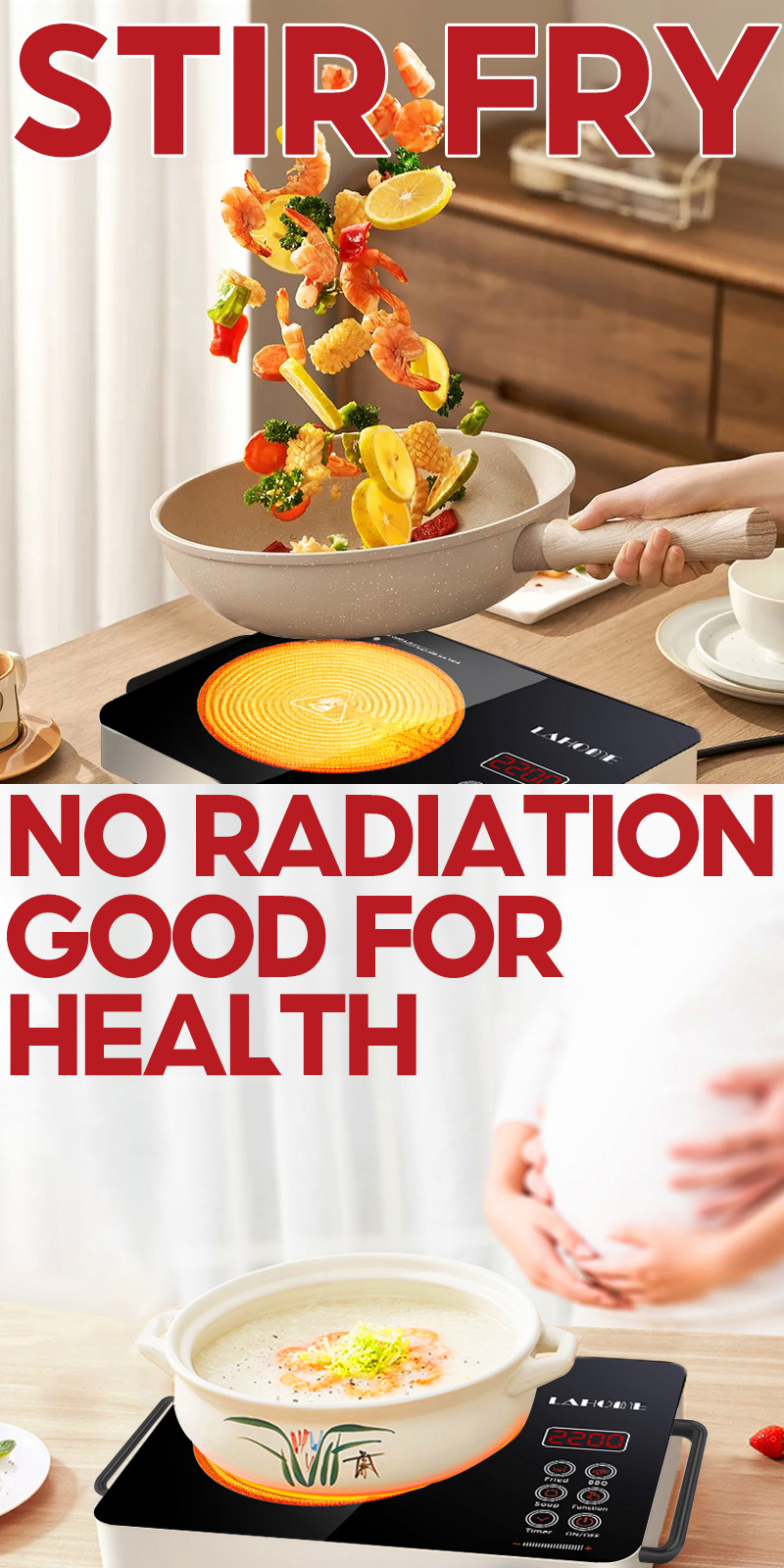 LAHOME Electric Ceramic Infrared Stove Touch Sreen Induction Cooker ...