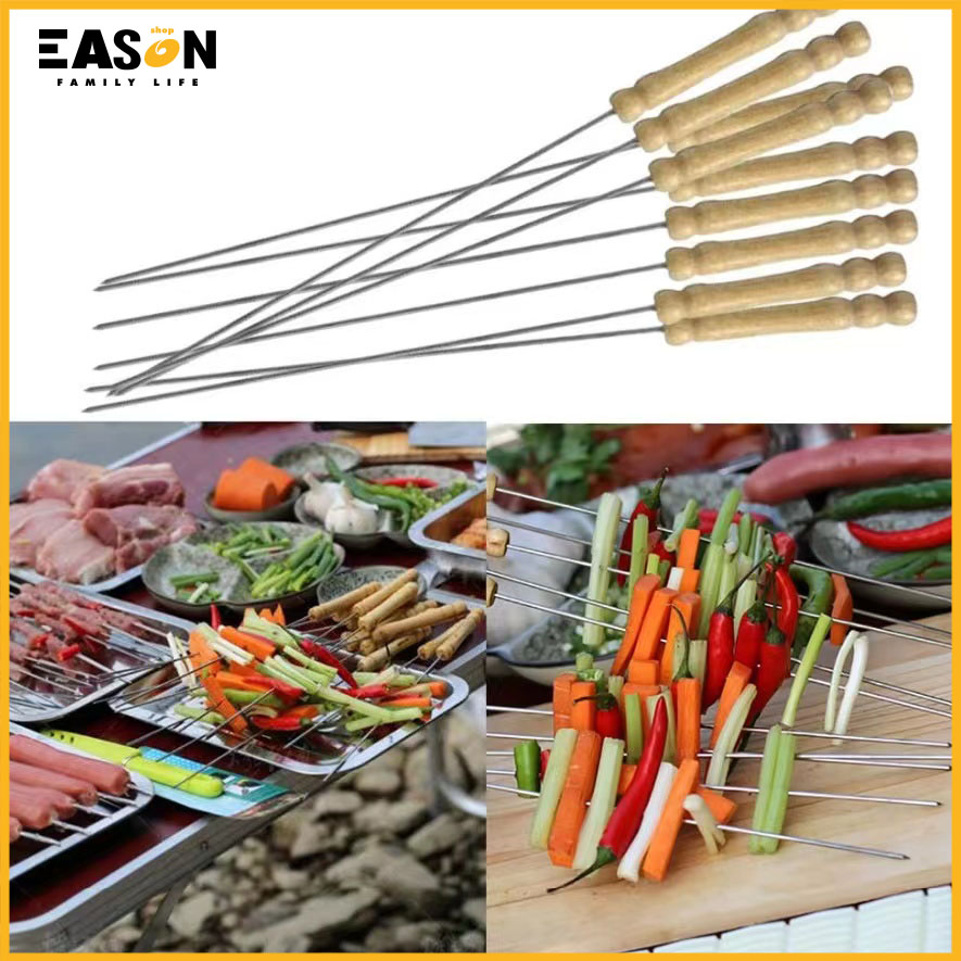 EasonShop COD 10PCS Stainless Steel Barbecue Stick Reusable BBQ Skewers ...