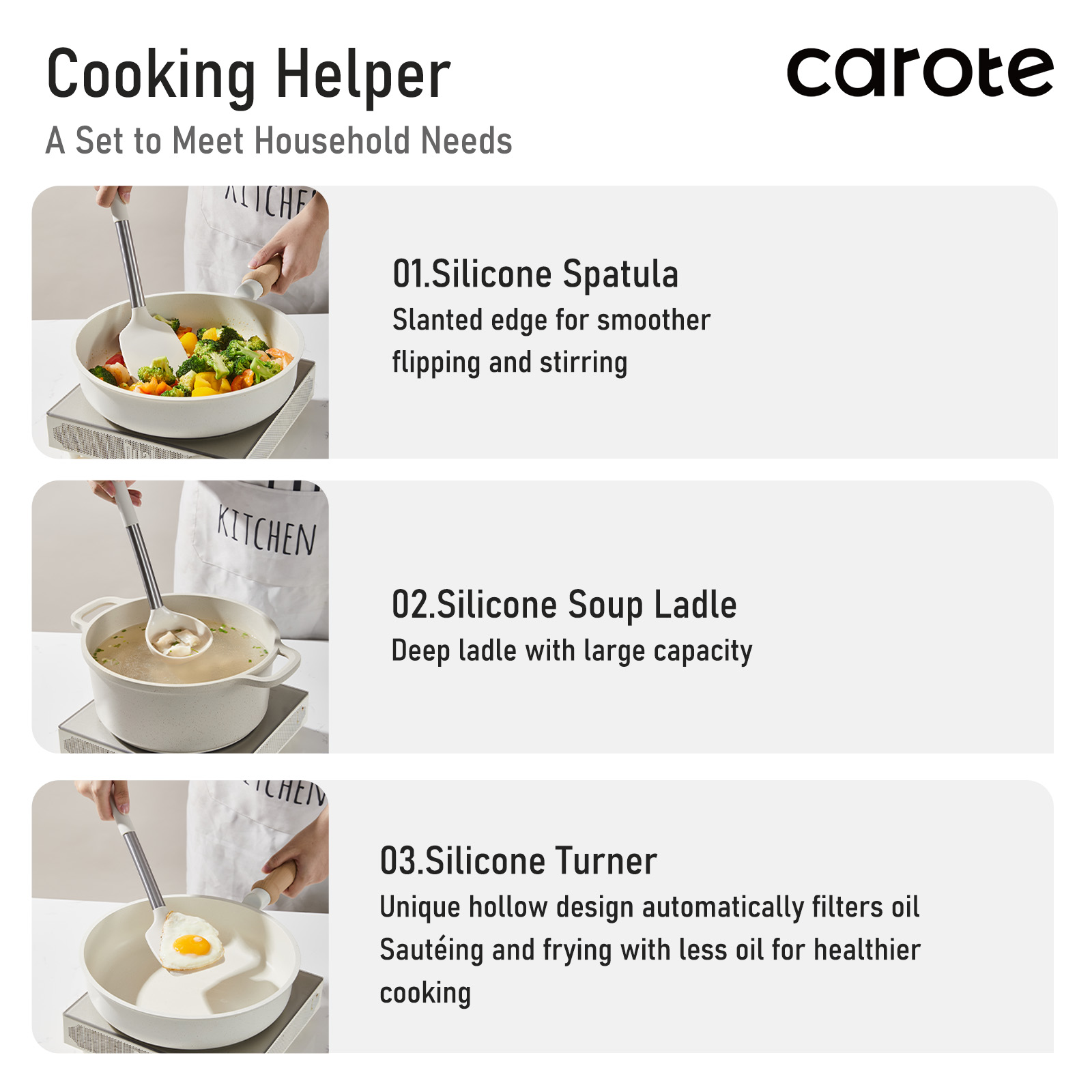 CAROTE spatula silicone spatula non-stick special soup spoon stainless ...