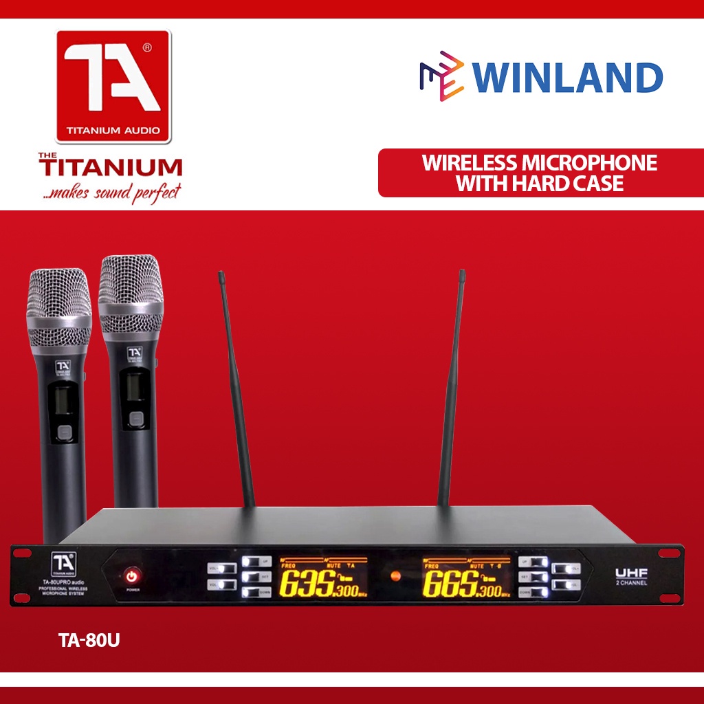 Titanium Audio by Winland Dual Channel Wireless Microphone UHF Mic with ...