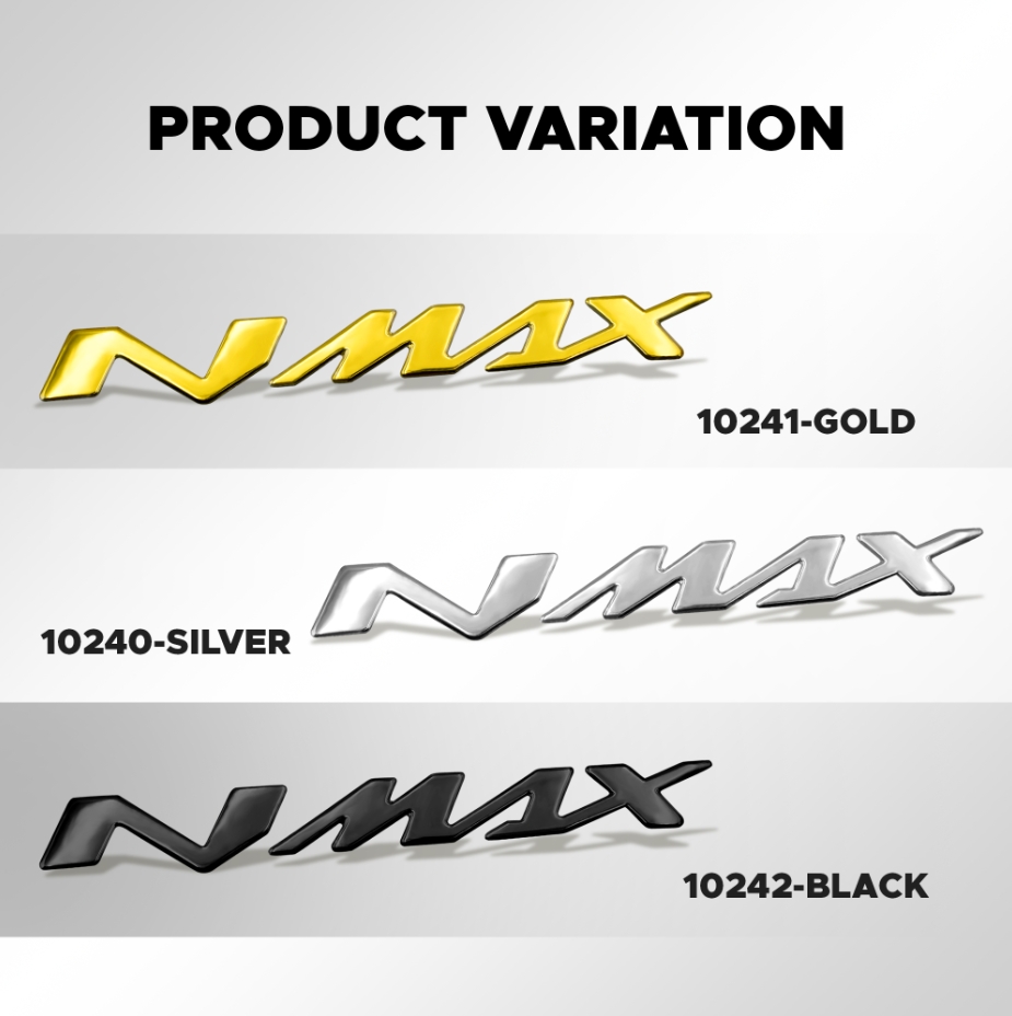 YAMAHA NMAX 3D EMBOSSED STICKER LOGO ONE PAIR RESIN GEL TYPE SILVER ...