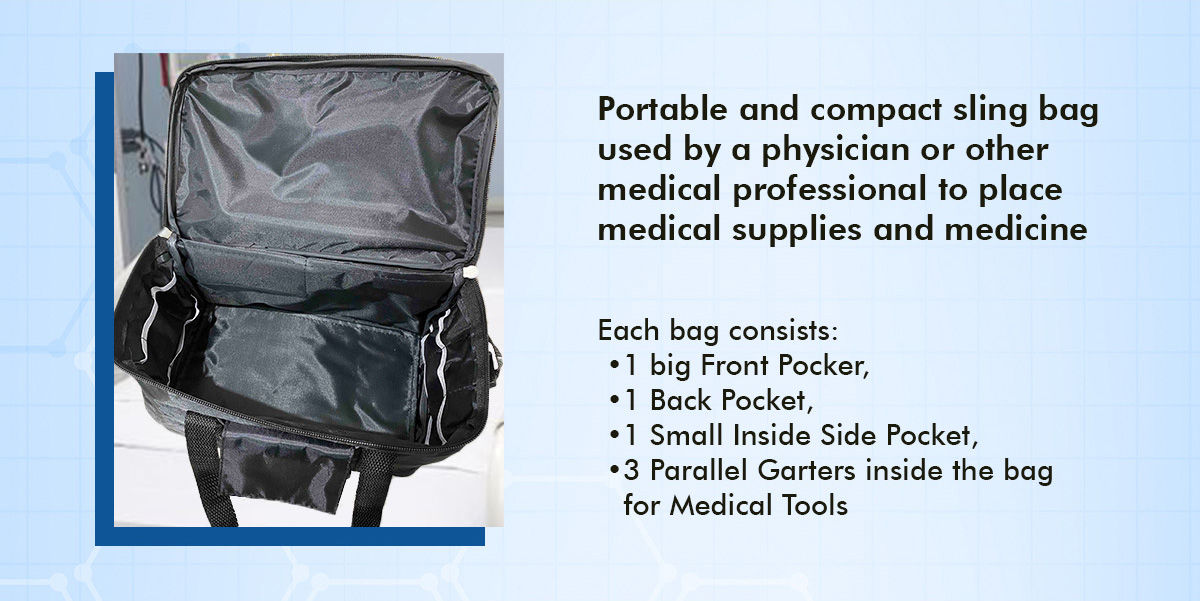 Doctor's Bag / OB Bag / Medical Sling Bag (Black Leather) | Portable ...
