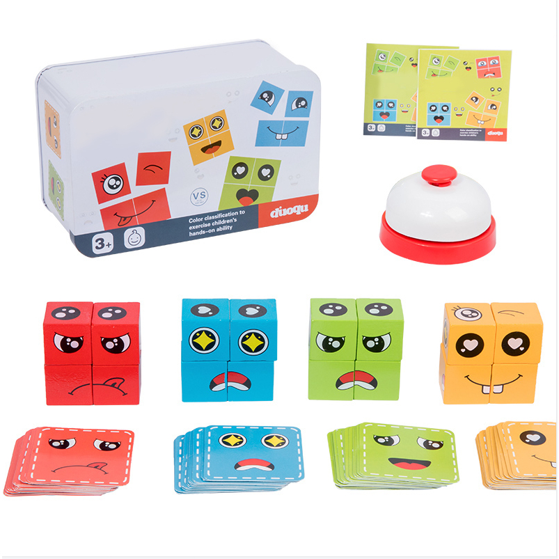 METECH Cards Wooden Face-Changing educational Magic Cube Building ...
