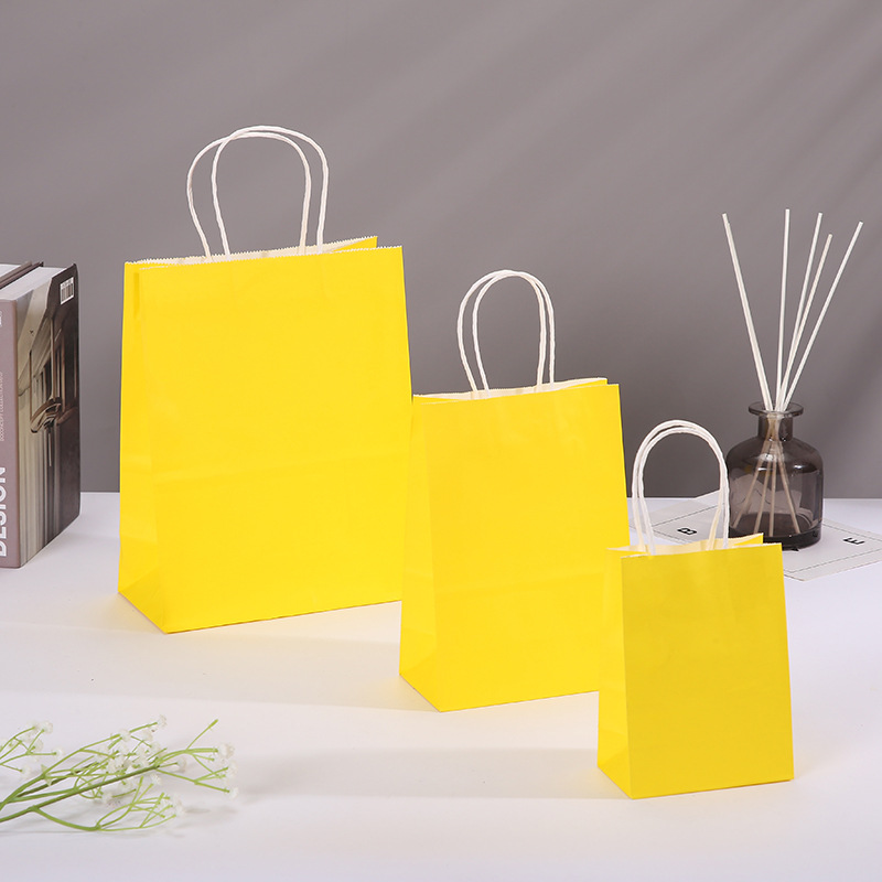 10 Piece Set Paper Bag Birthday Gift Bag Gift Tote Bag Solid Color Gift ...