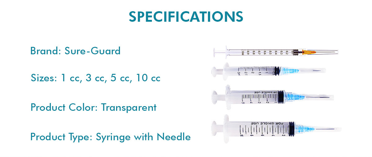 Sure-Guard Disposable Syringe with Needle (Per Piece) | Safe and ...