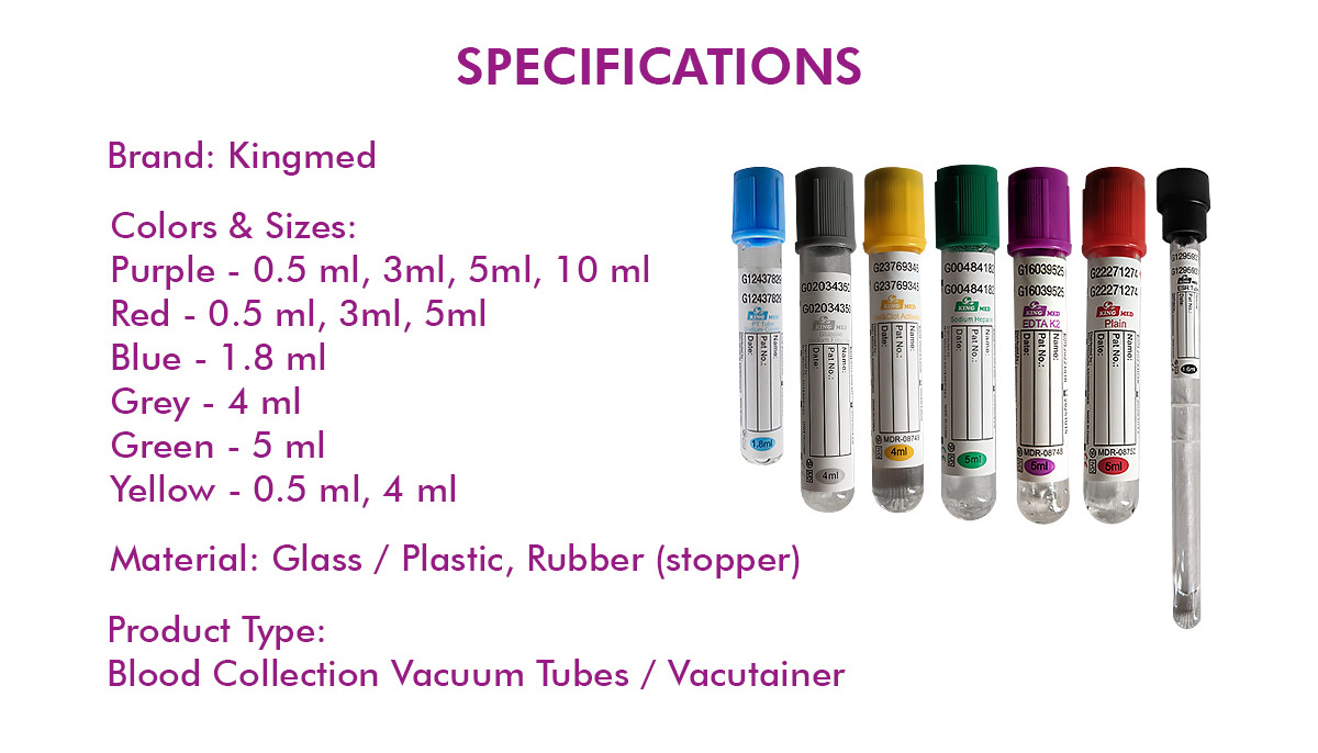 Blood Collection Vacutainer Tubes (KingMed / Sure-Guard) | Shopee ...