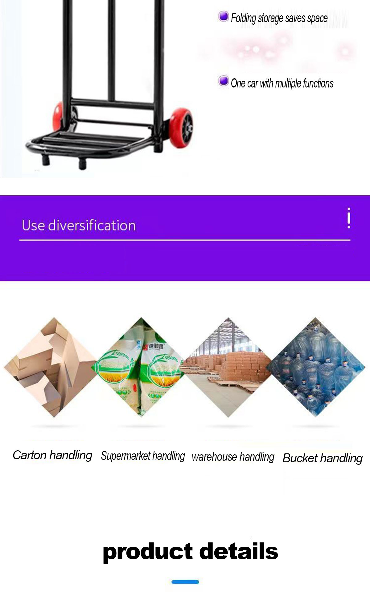 Trolley Cart Metal Push Cart Wheel Trolley Shopping Cart Luggage Cart ...