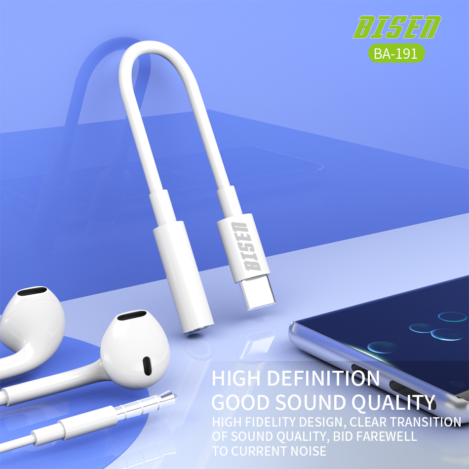 BISEN BA-181 BA-191 Headphone Adapter w/ AC Type-C And iph to 3.5mm USB ...