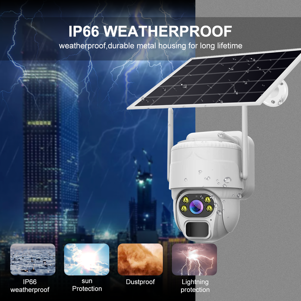 V380 VC20 3MP Solar-Powered 8W Solar Panel Outdoor CCTV Camera IP66 ...